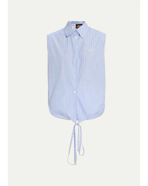 Loewe X Paula's Ibiza Striped Cotton-blend Sleeveless Top