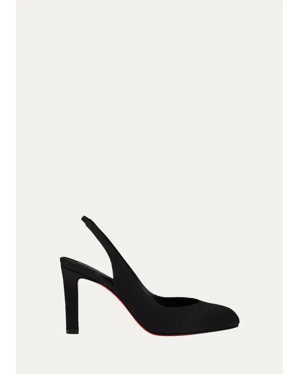 CHRISTIAN LOUBOUTIN 85mm Fanny Love Satin Slingback Pumps - Black