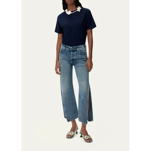 Loewe X Paula's Ibiza Floral Crochet-collar Short-sleeve T-shirt