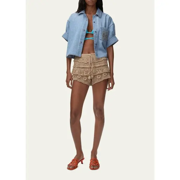 Loewe X Paula's Ibiza Denim Short-sleeve Boxy Shirt - Washed Blue