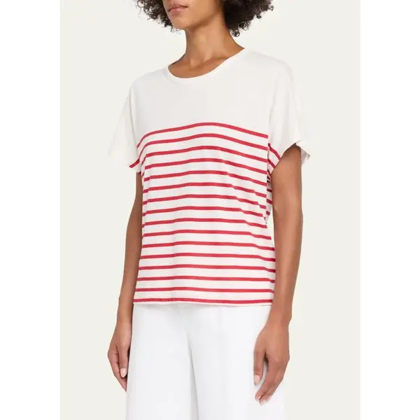 Majestic Filatures Striped Organic Cotton Crewneck Top