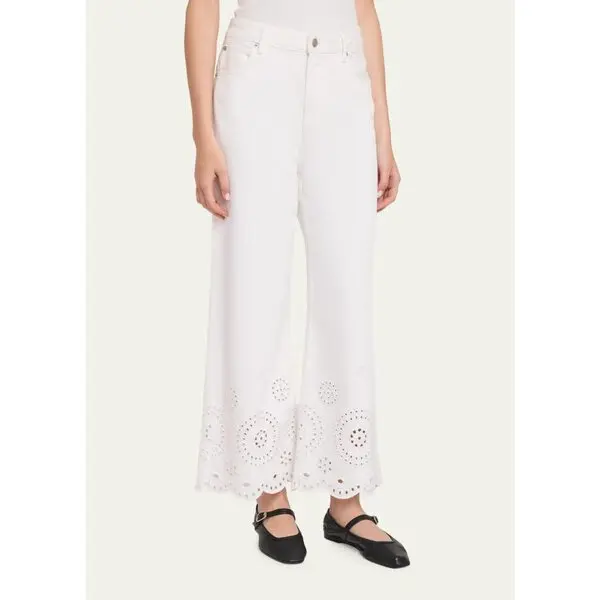 FRAME The Eyelet Wide-flare Jeans