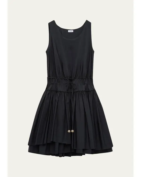 Loewe X Paula's Ibiza Ruffle Cotton-rib Mini Tank Dress - Black
