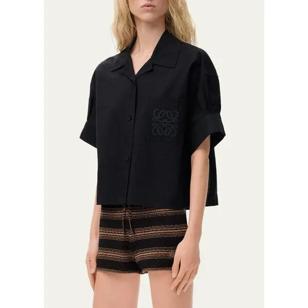 Loewe X Paula's Ibiza Anagram Short-sleeve Button-down Shirt
