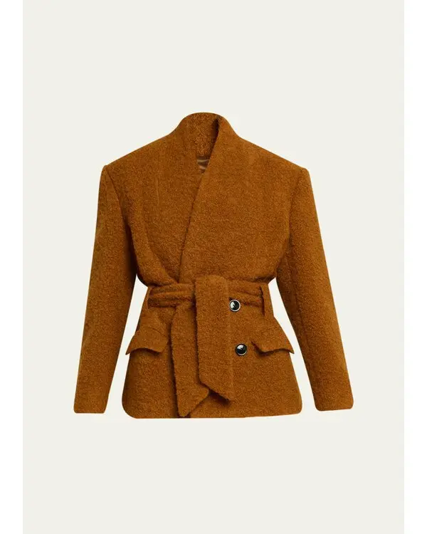 Isabel Marant Étoile Syndra Boucle Belted Oversized Wrap Jacket