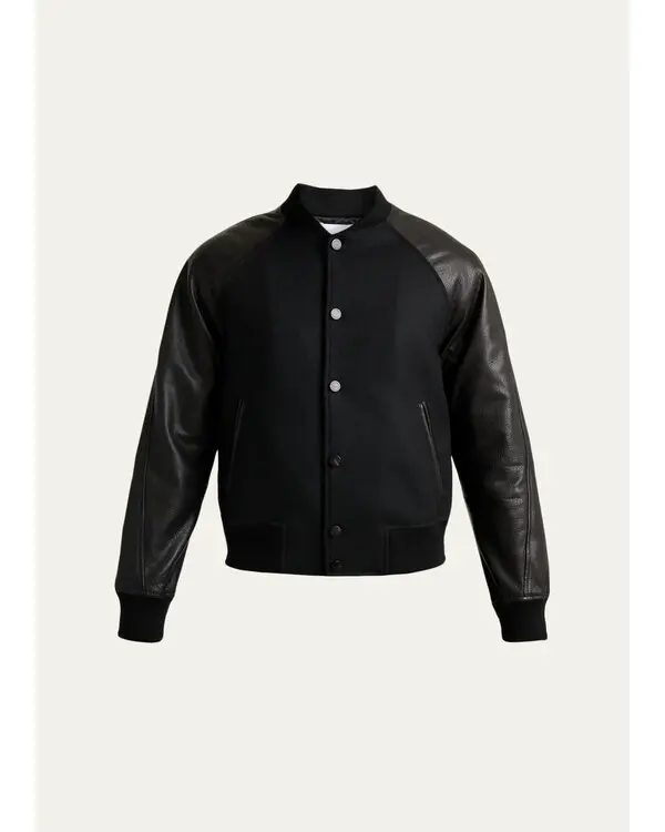 Givenchy Mixed Material Wool And Leather Bomber Jacket - Black Multi