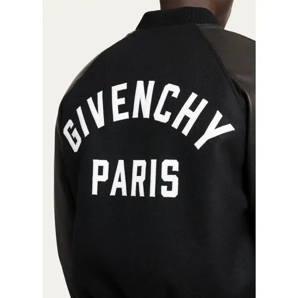 Givenchy Mixed Material Wool And Leather Bomber Jacket - Black Multi