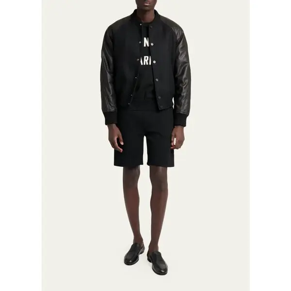 Givenchy Mixed Material Wool And Leather Bomber Jacket - Black Multi