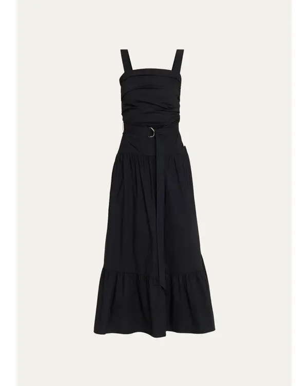 Proenza Schouler White Label Miranda Belted A-line Maxi Dress - Willow Mul