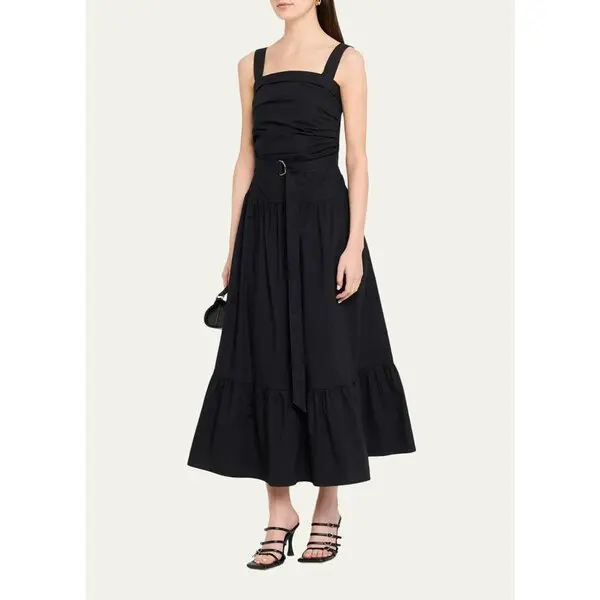 Proenza Schouler White Label Miranda Belted A-line Maxi Dress - Willow Mul