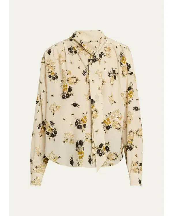 Isabel Marant Étoile Fedry Floral-print Silk Neck-scarf Blouse