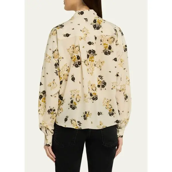 Isabel Marant Étoile Fedry Floral-print Silk Neck-scarf Blouse