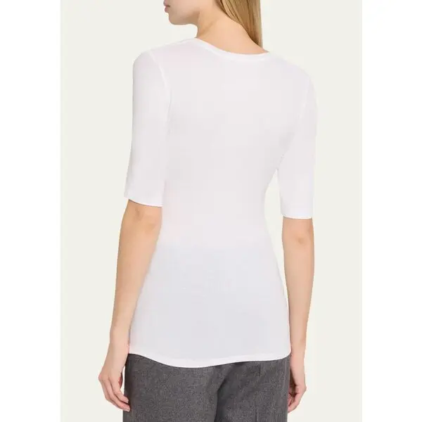 Majestic Filatures Elbow-sleeve Scoop-neck Shirt - Blanc