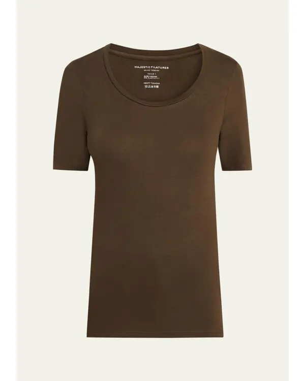 Majestic Filatures Elbow-sleeve Scoop-neck Shirt - Tonka
