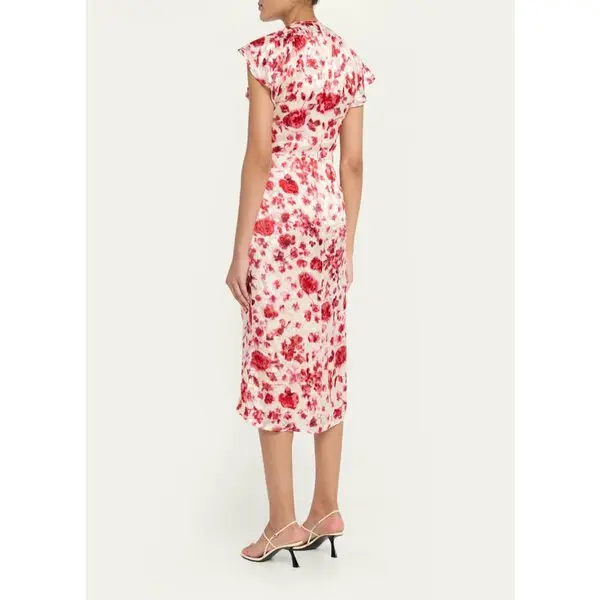 Isabel Marant Étoile Lyndsay Floral Burnout Flutter-sleeve Midi Dress - Ecru/pink