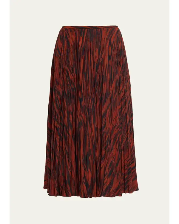Proenza Schouler White Label Runa Printed Twill Midi Skirt - Brick Multi
