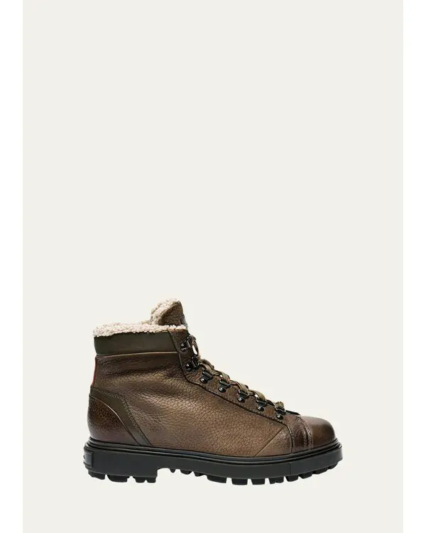 Santoni Farah Shearling-lined Leather Ankle Boots