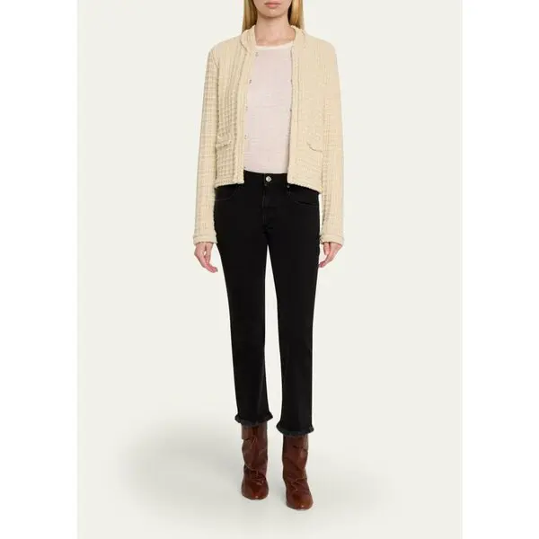 Isabel Marant Étoile Hortense Windowpane Knit Collarless Jacket - Ecru