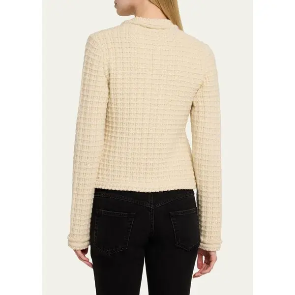 Isabel Marant Étoile Hortense Windowpane Knit Collarless Jacket - Ecru