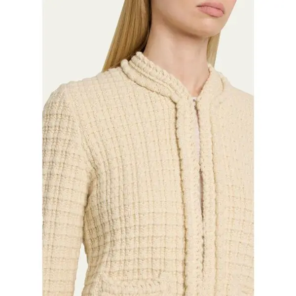 Isabel Marant Étoile Hortense Windowpane Knit Collarless Jacket - Ecru