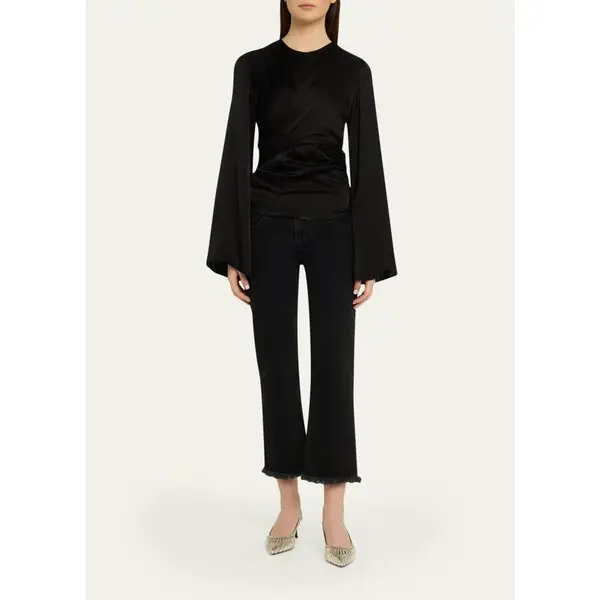 Isabel Marant Étoile Neame Draped Satin Flare-sleeve Top