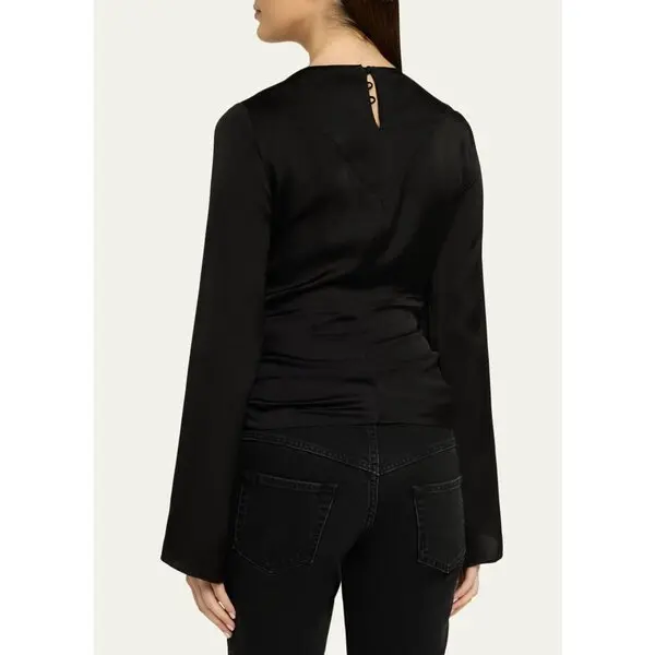 Isabel Marant Étoile Neame Draped Satin Flare-sleeve Top