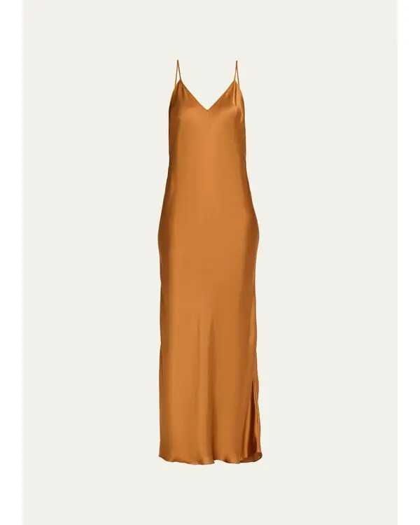 Isabel Marant Étoile Nevana Satin Backless Maxi Slip Dress - Caramel