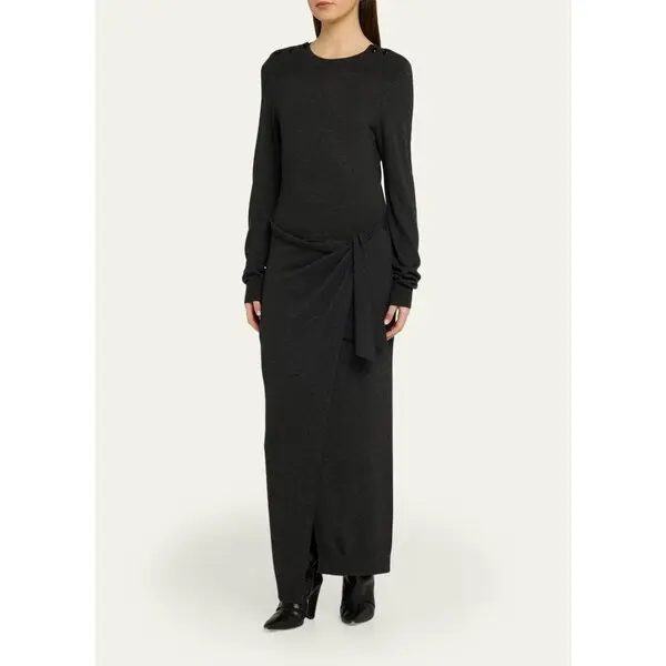 Isabel Marant Étoile Jozira Button-shoulder Wrap Maxi Sweater Dress