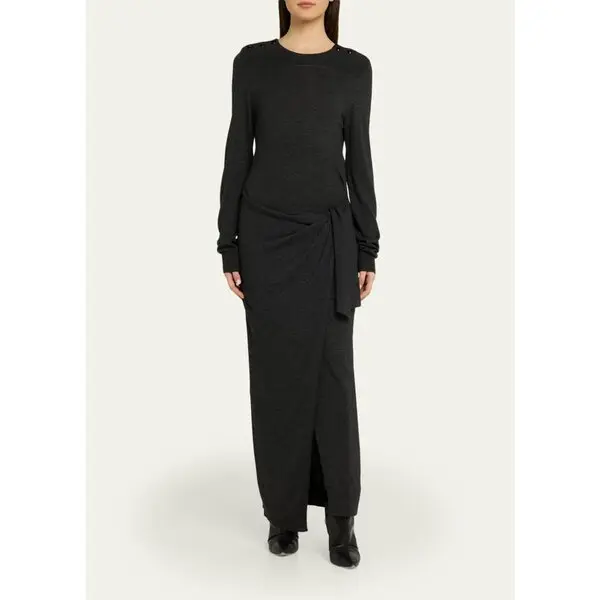 Isabel Marant Étoile Jozira Button-shoulder Wrap Maxi Sweater Dress