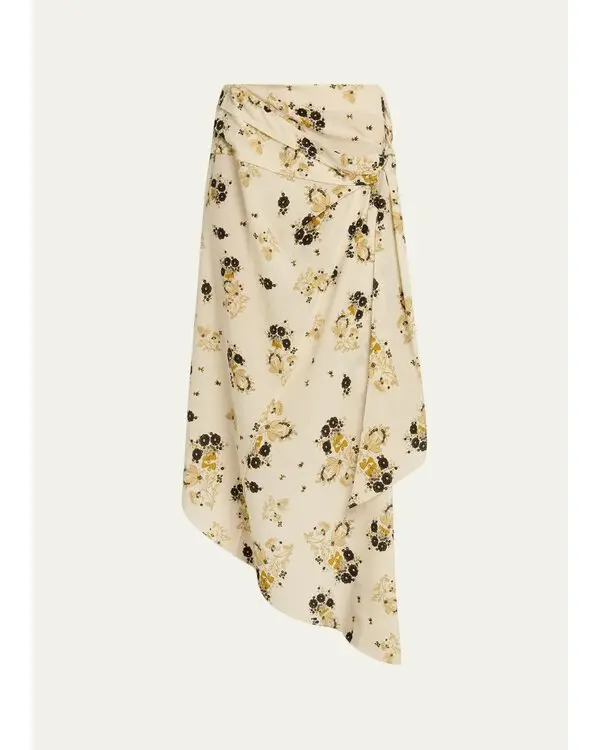 Isabel Marant Étoile Faniry Floral Asymmetric Silk Skirt