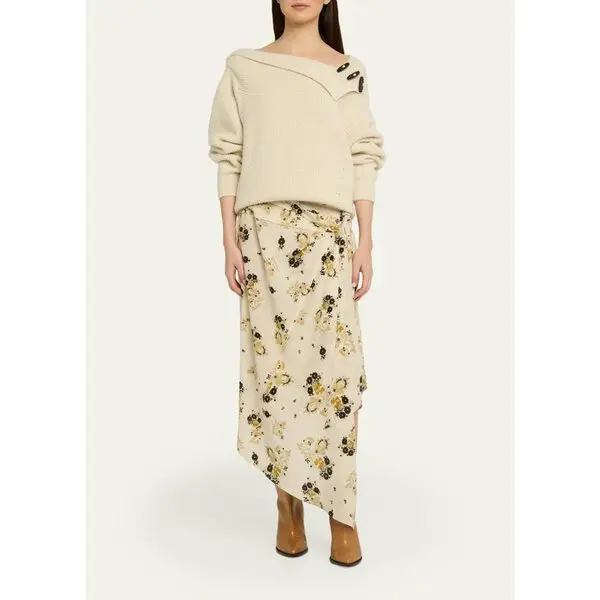 Isabel Marant Étoile Faniry Floral Asymmetric Silk Skirt