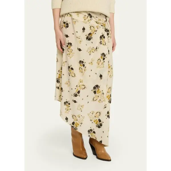 Isabel Marant Étoile Faniry Floral Asymmetric Silk Skirt