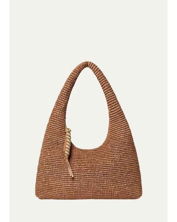 LOEFFLER RANDALL Willow Woven Raffia Hobo Bag - Brown