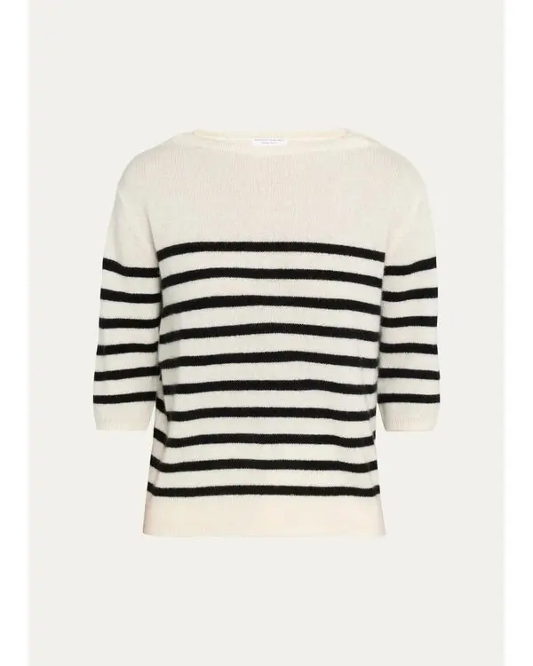 Majestic Filatures Merino Extrafine Striped Crewneck Sweater