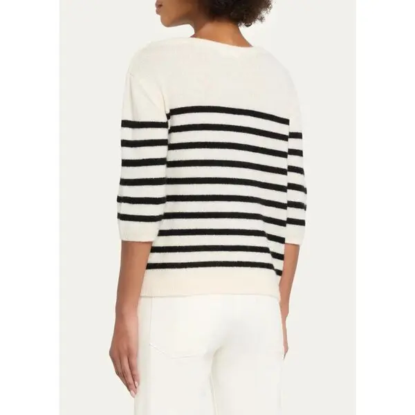 Majestic Filatures Merino Extrafine Striped Crewneck Sweater