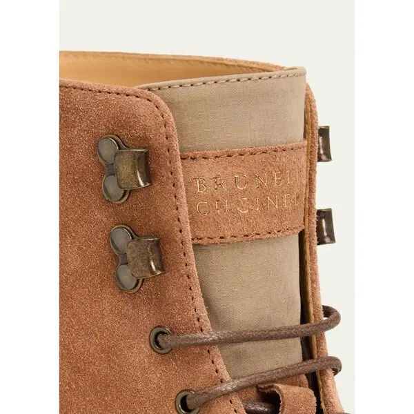 Brunello Cucinelli Suede Lug-sole Lace-up Boots