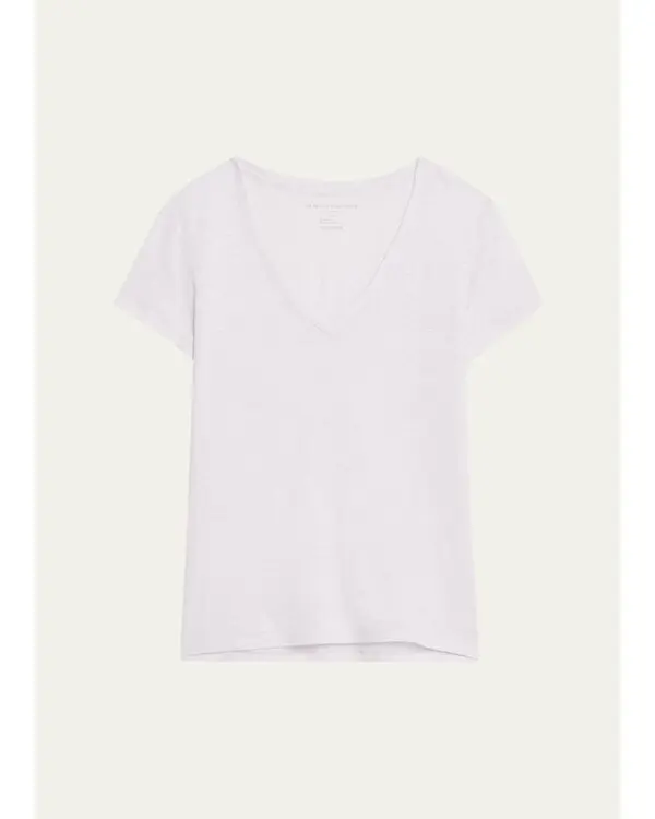 Majestic Filatures Short-sleeve Stretch Linen Top - Eau De Per