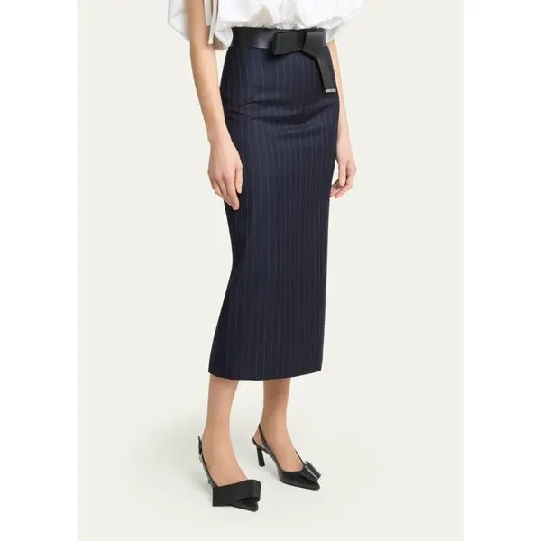 Givenchy Pinstripe Wool Pencil Midi Skirt