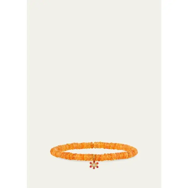SYDNEY EVAN 14k Evil Eye Flower On Spessartite Bracelet