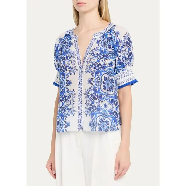 Alice + Olivia Thalia Puff-sleeve Blouse