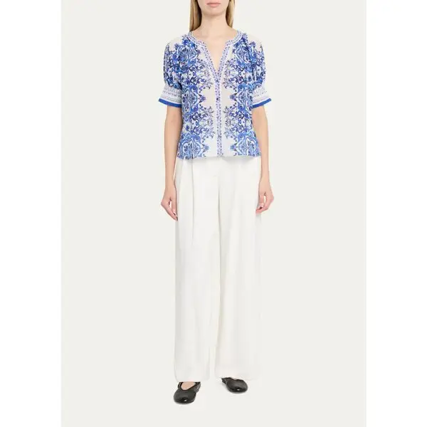 Alice + Olivia Thalia Puff-sleeve Blouse