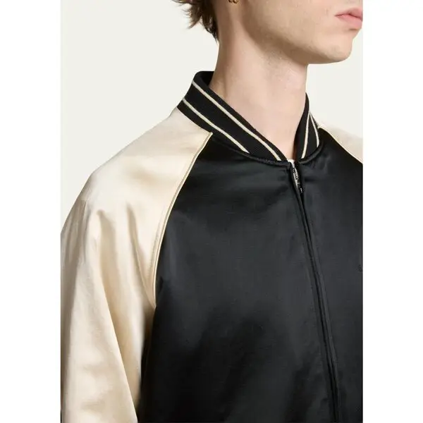 Givenchy Satin Rhinestone-logo Bomber Jacket