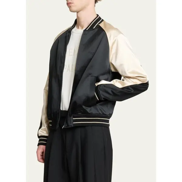 Givenchy Satin Rhinestone-logo Bomber Jacket