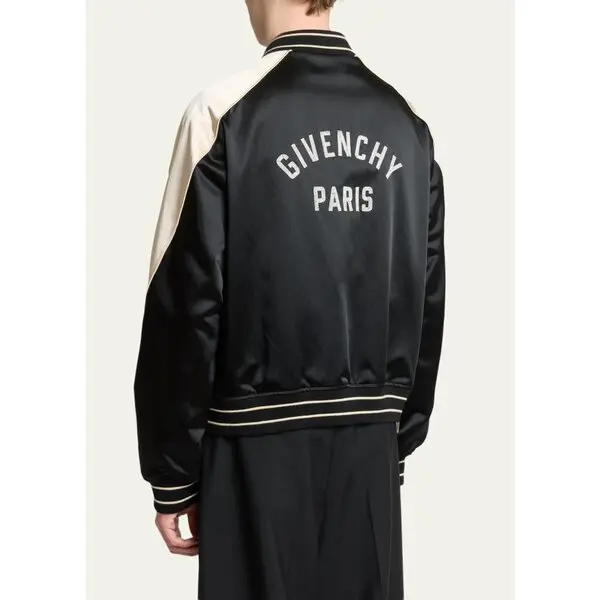 Givenchy Satin Rhinestone-logo Bomber Jacket