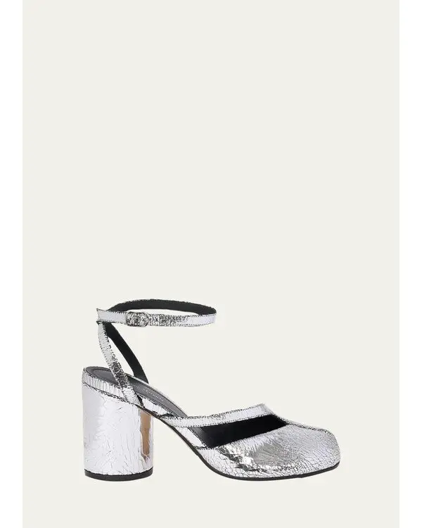MAISON MARGIELA Tabi Broken Mirror Leather Split-toe Pumps - Silver