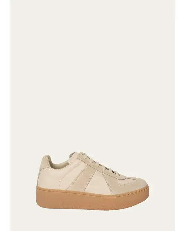 MAISON MARGIELA Replica Mixed Leather Platform Sneakers - Lamb