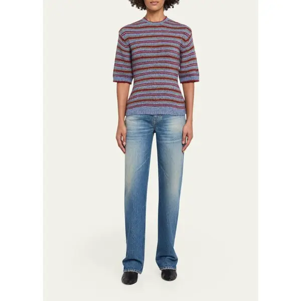 Proenza Schouler White Label Dana Striped Short-sleeve Sweater