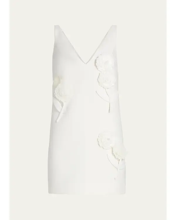 SELF-PORTRAIT Embellished Flower Crepe Mini Dress