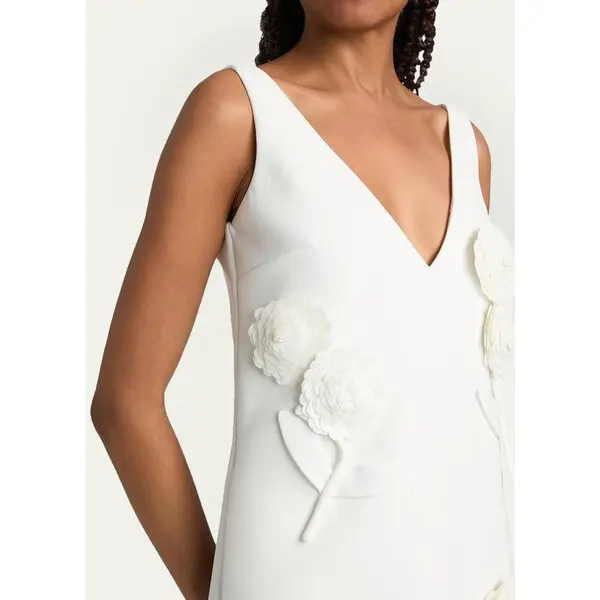 SELF-PORTRAIT Embellished Flower Crepe Mini Dress