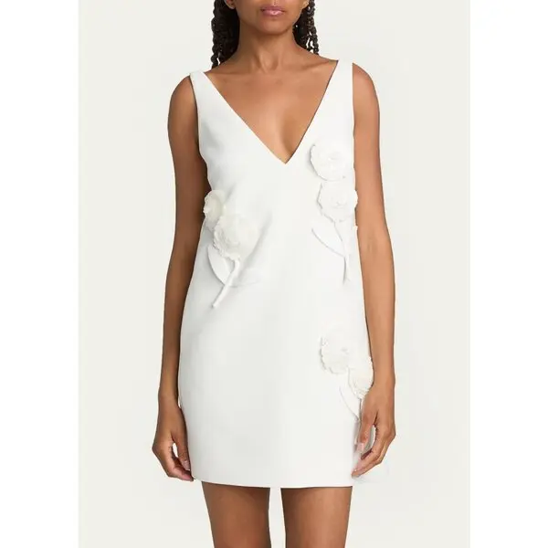 SELF-PORTRAIT Embellished Flower Crepe Mini Dress